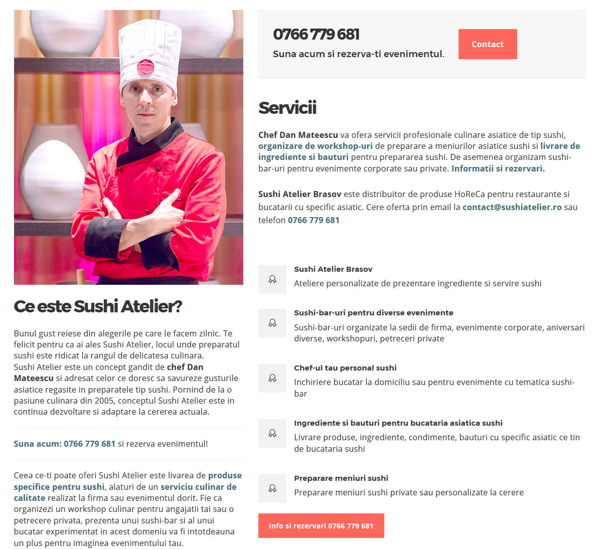 Sushi Atelier - Web Design Bucuresti Realizare site de prezentare chef ...